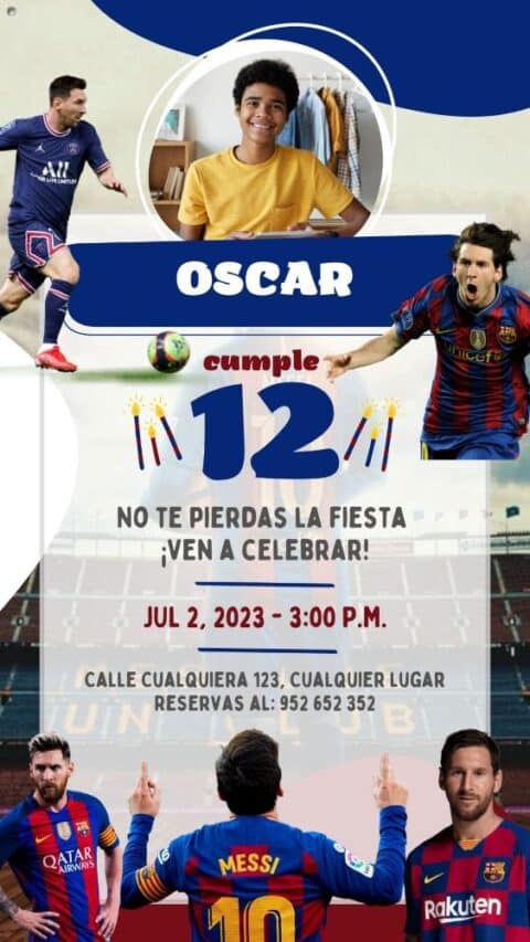 Invitaciones de Messi para【EDITAR GRATIS】-