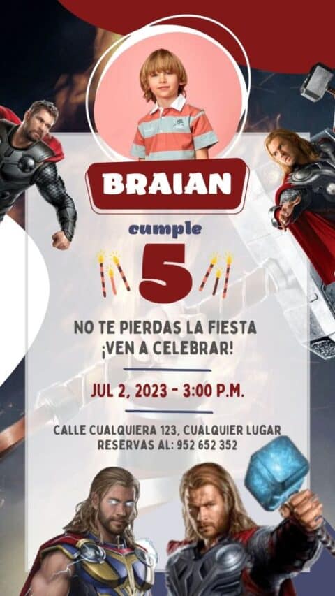 Invitaciones de Thor para【EDITAR GRATIS】-