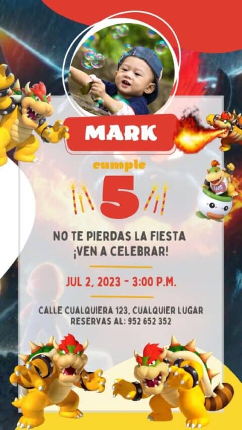 Invitaciones de Bowser para 【EDITAR GRATIS】